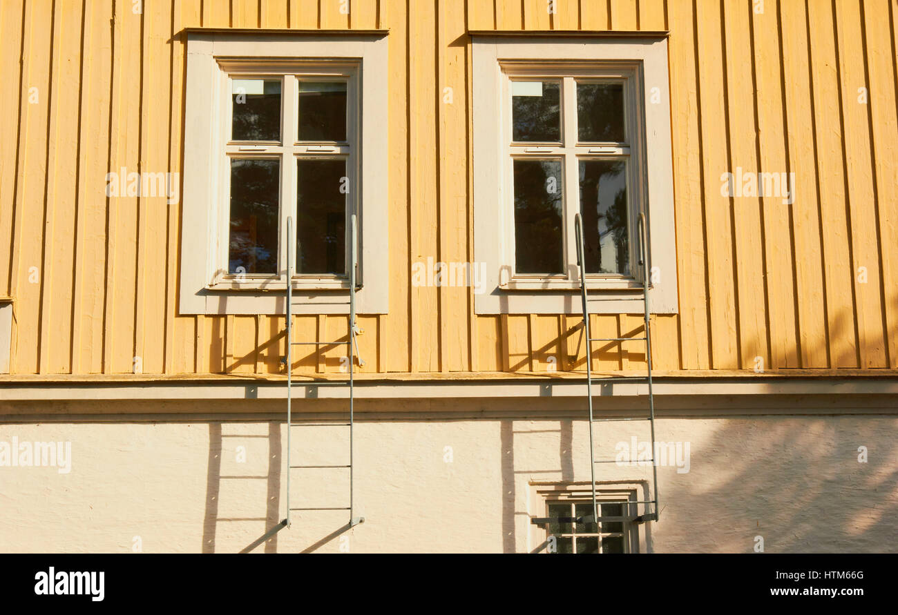 Windows with fire escapes, Sweden, Scandinavia Stock Photo - Alamy