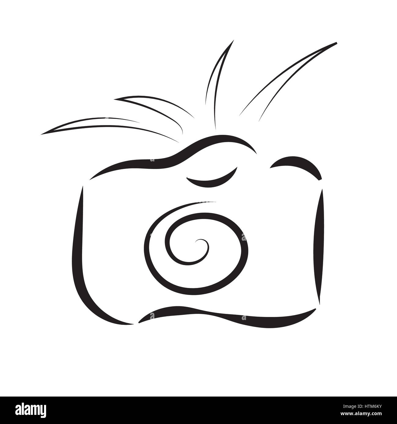 black outline of the camera isolated on white background Stock Photo ...