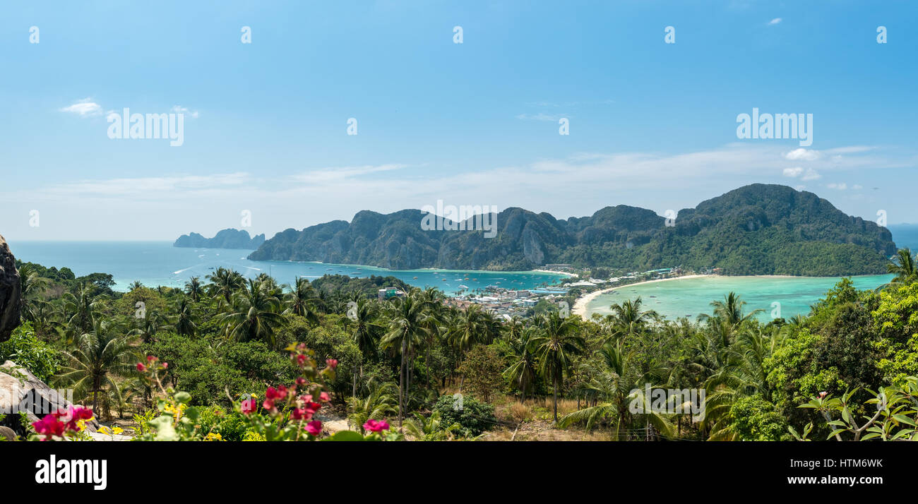 Beautiful tropical coastal panoramic landscape, Thailand with lush ...