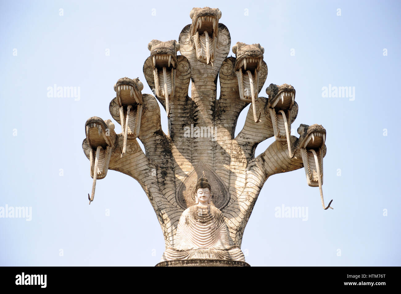 Seven-headed serpents statue inspired by Buddhism and Hinduism in the ...