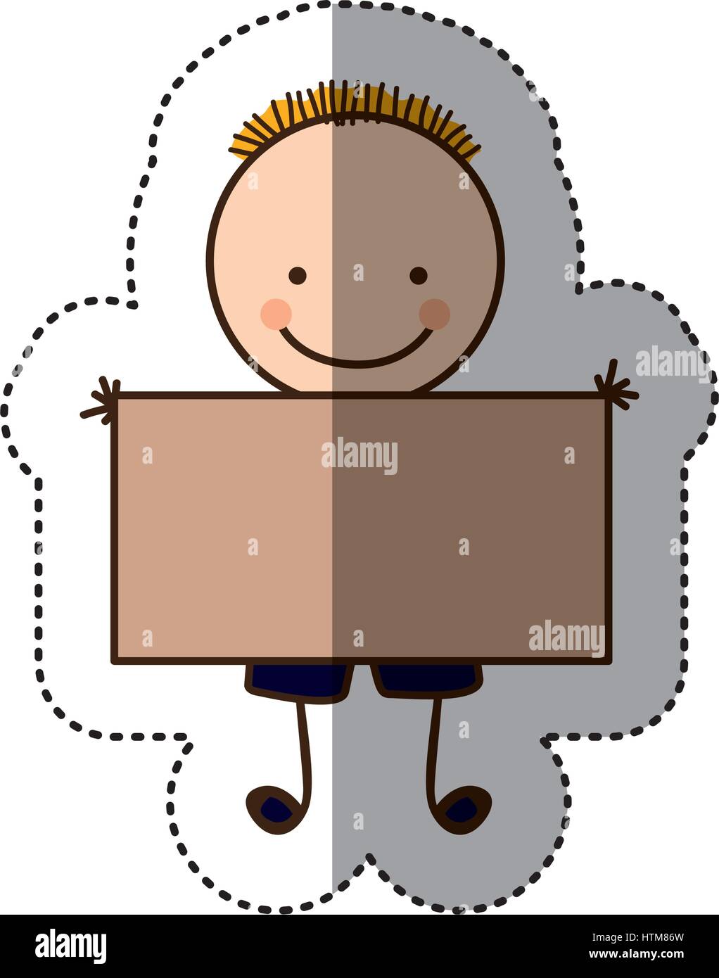 sticker colorful caricature boy with hairstyle and banner Stock Vector ...