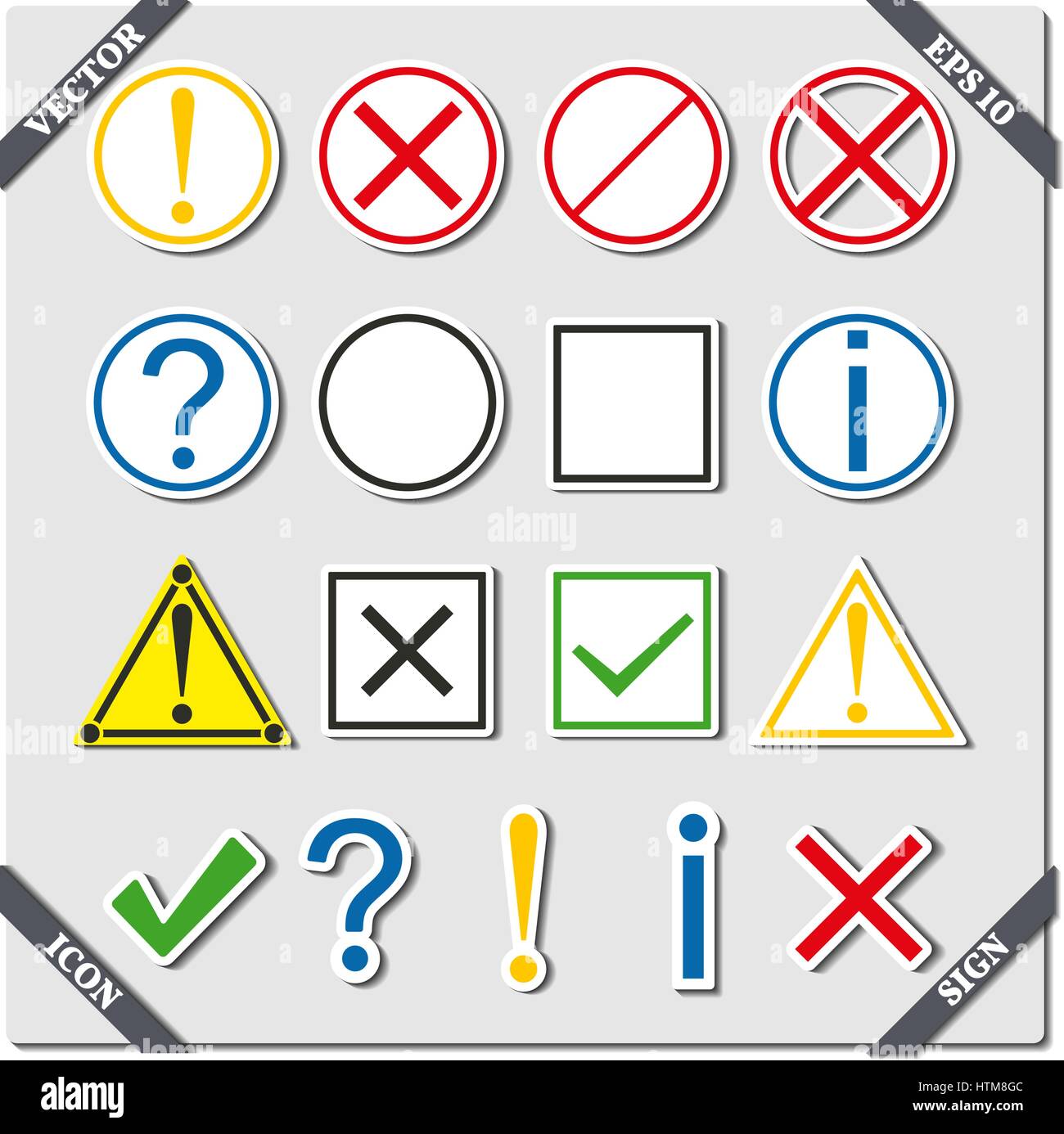 Set of icons and signs, symbols help, information, check, delete ...