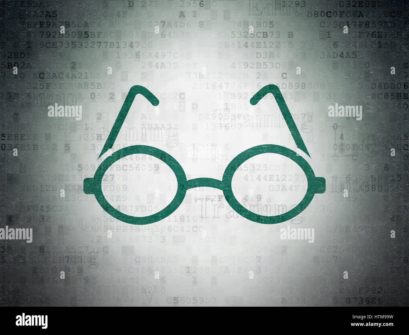 Learning concept: Glasses on Digital Data Paper background Stock Photo ...