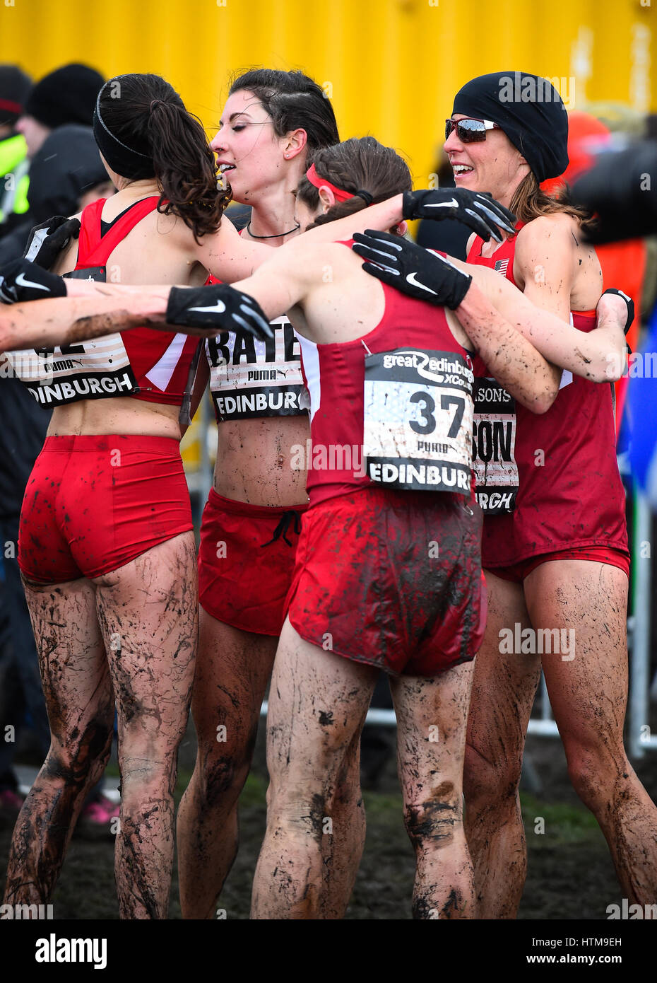 EDINBURGH, SCOTLAND, UK, January 10, 2015 - elite athletes exhausted ...