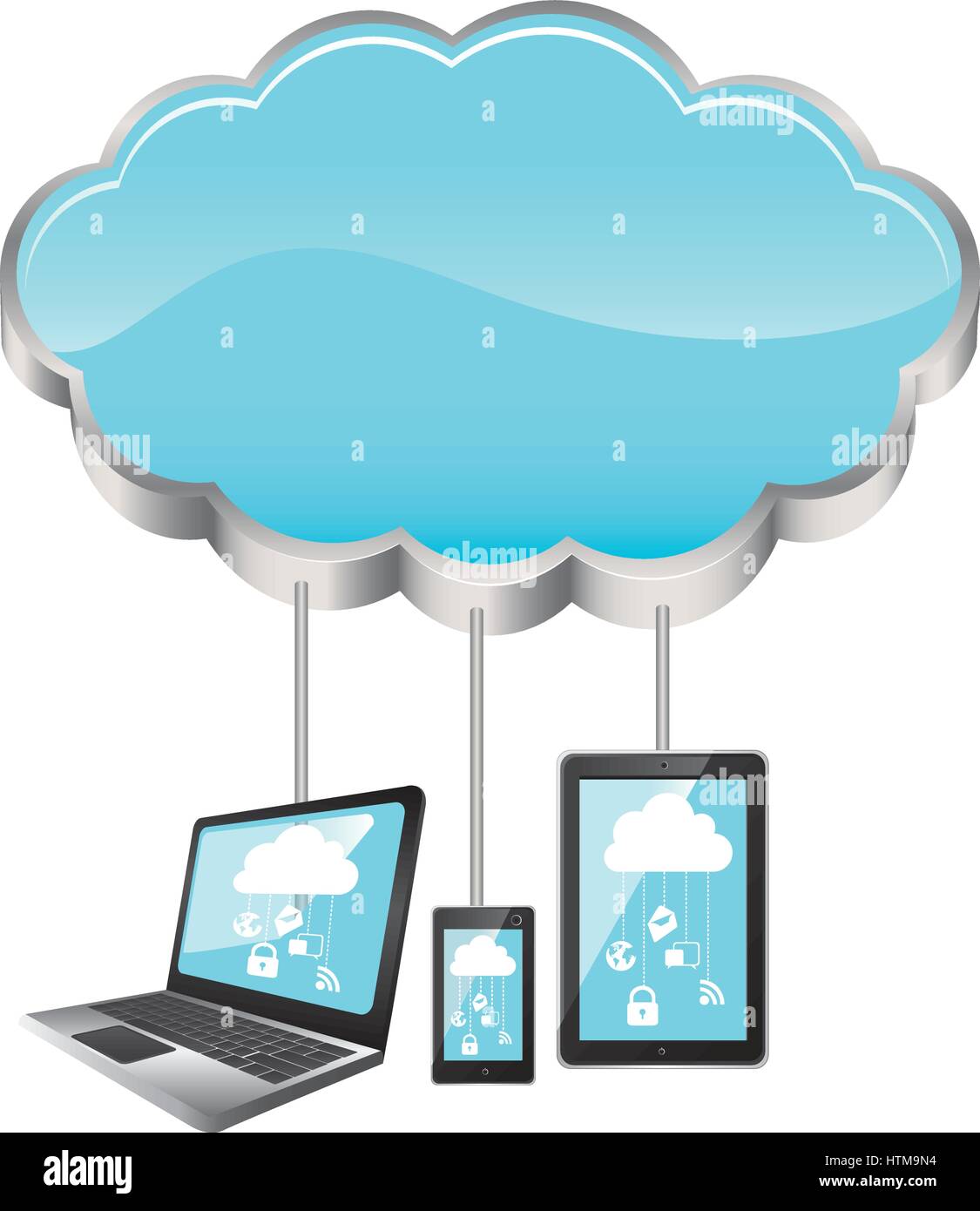 cloud storage connected with tech device set Stock Vector Image & Art ...