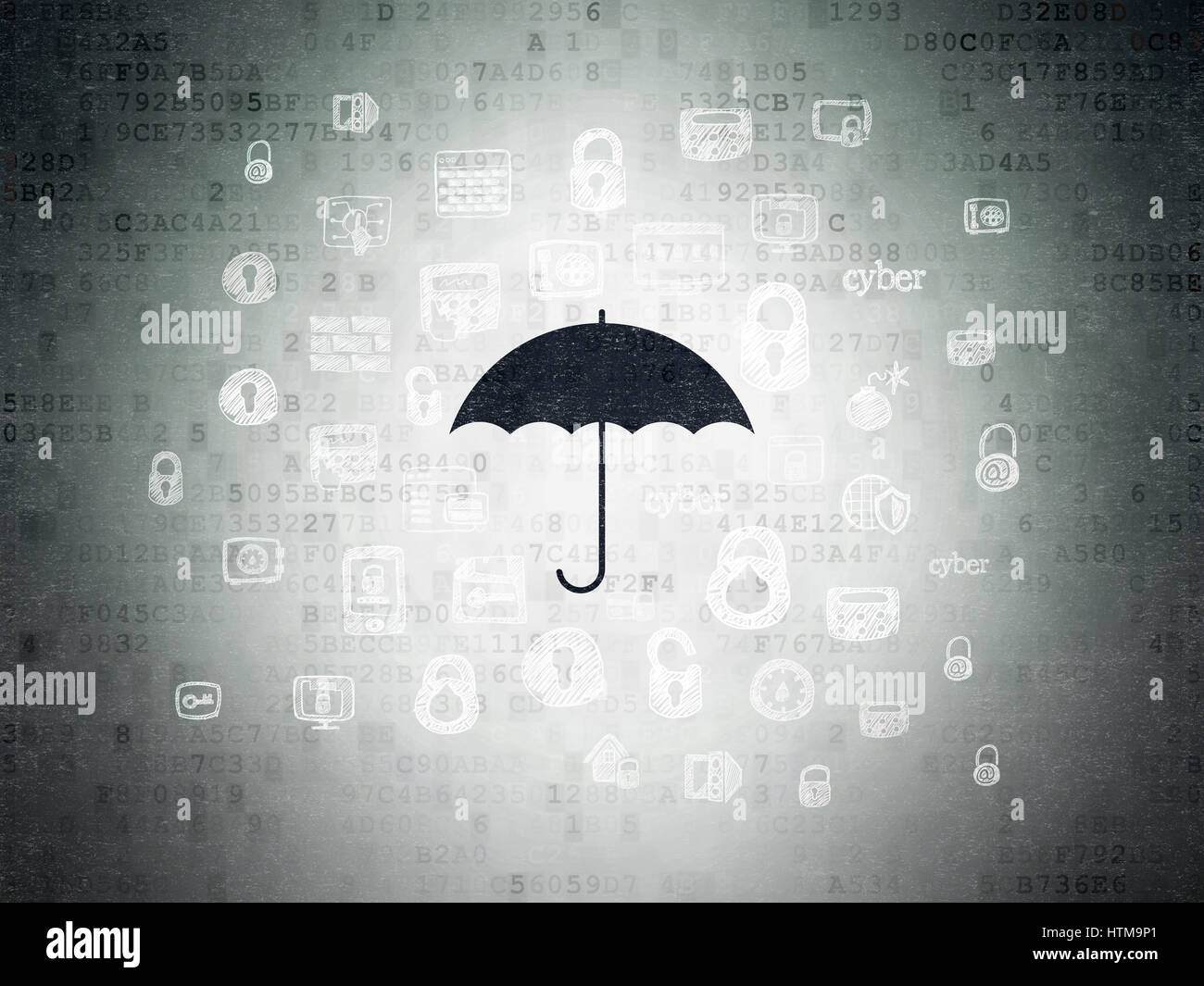 Privacy concept: Umbrella on Digital Data Paper background Stock Photo ...