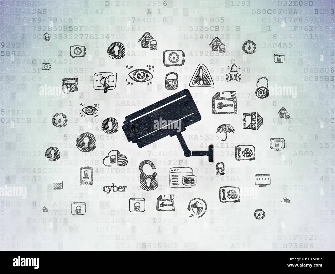 Security concept: Cctv Camera on Digital Data Paper background Stock ...