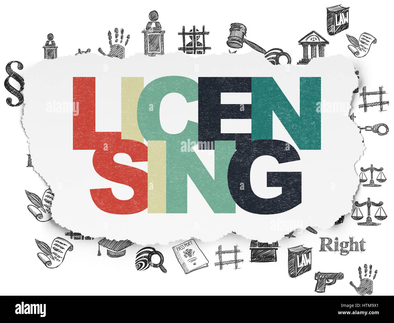 Law concept: Licensing on Torn Paper background Stock Photo - Alamy