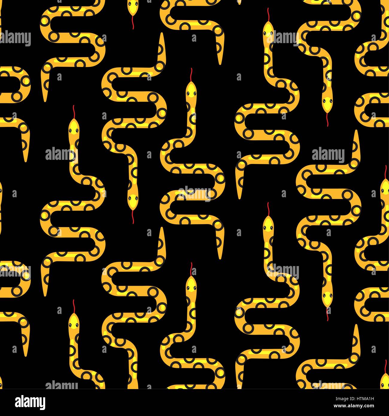 Yellow snake on black seamless pattern vector Stock Vector Image & Art ...