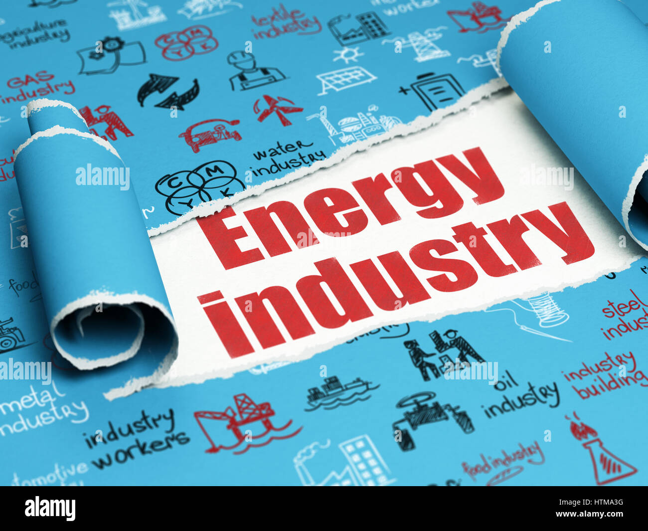Industry concept: red text Energy Industry under the piece of torn ...
