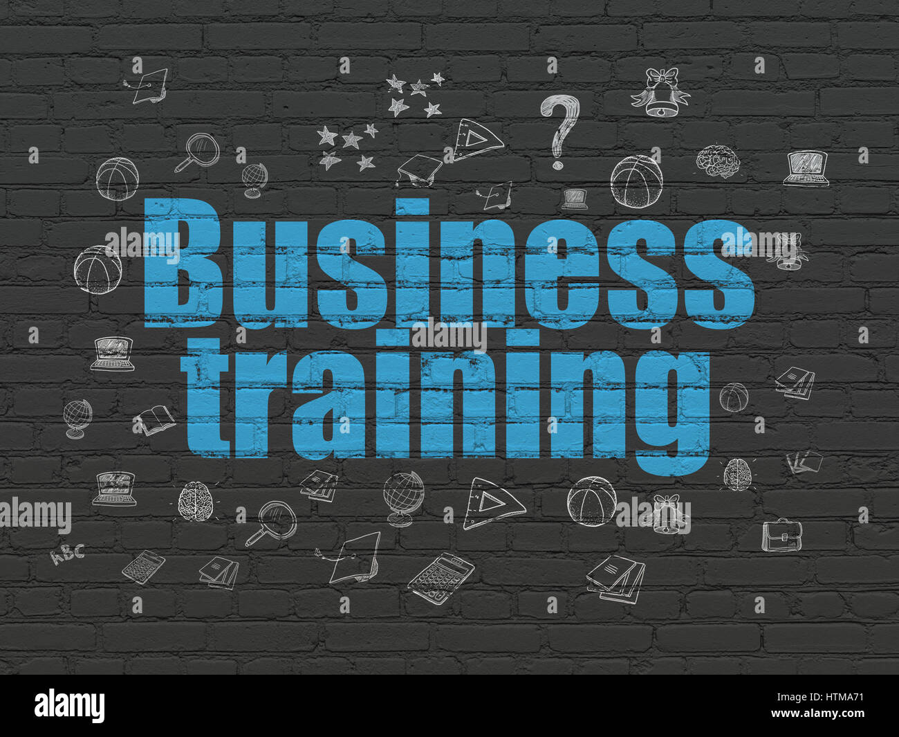Studying concept: Business Training on wall background Stock Photo - Alamy