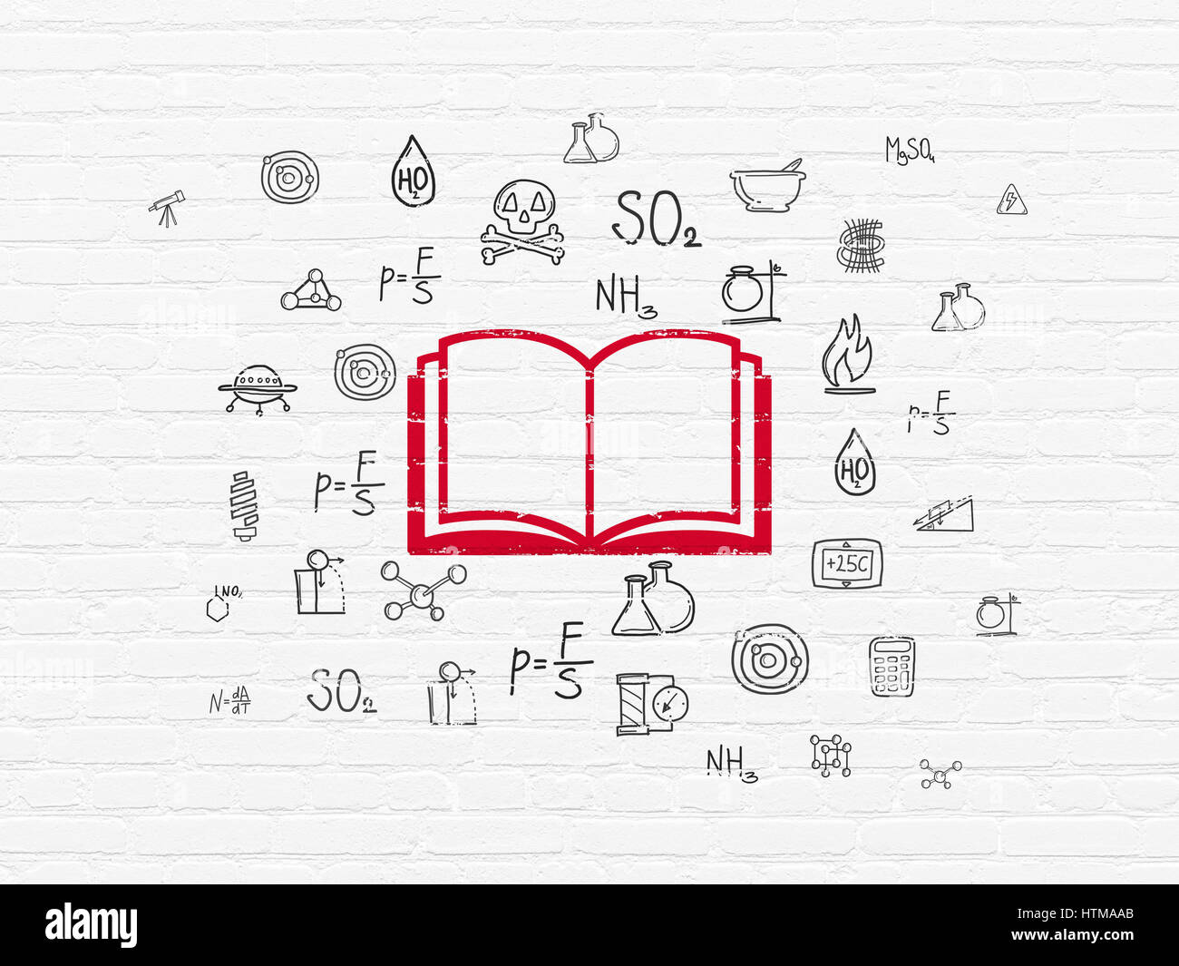 Science concept: Book on wall background Stock Photo - Alamy