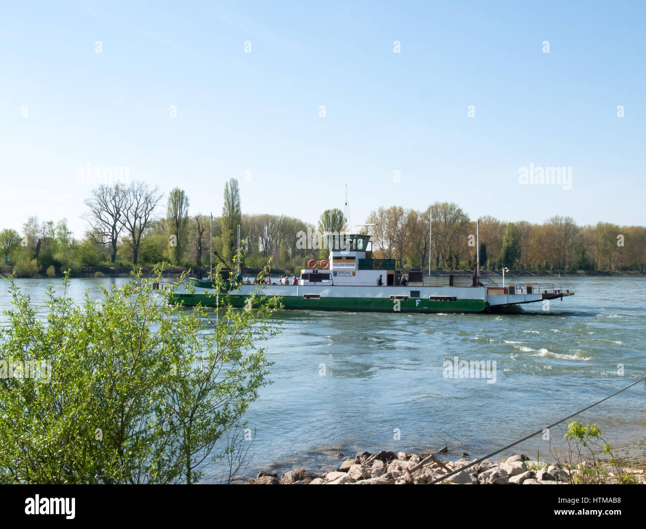 Buelhl am Rhein, Germany: Barge for container transport on the Rhine ...