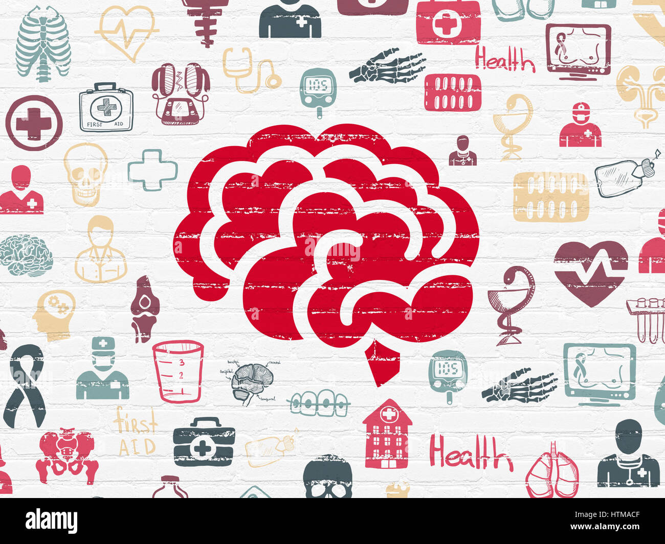 Healthcare concept: Brain on wall background Stock Photo - Alamy