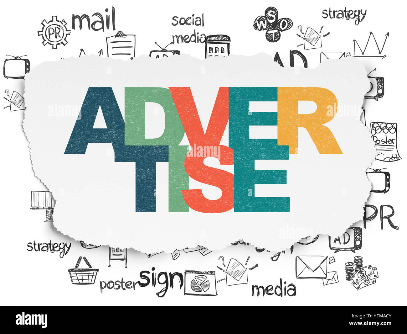 Advertising concept: Advertise on Torn Paper background Stock Photo - Alamy
