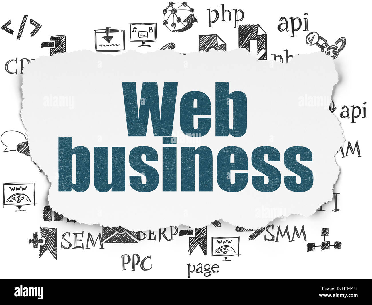 Web design concept: Web Business on Torn Paper background Stock Photo ...