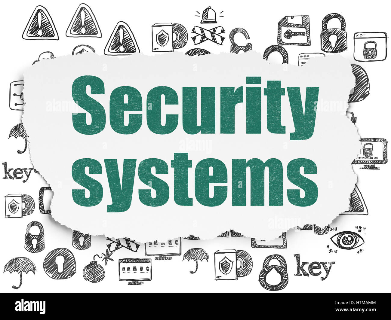 Protection concept: Security Systems on Torn Paper background Stock ...