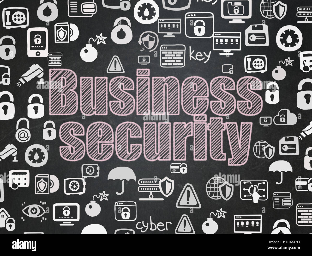 Security concept: Business Security on School board background Stock ...