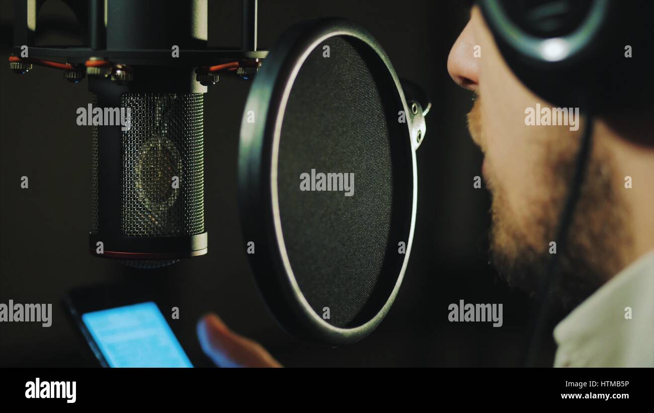 Professional Microphone in recording studio Stock Photo - Alamy