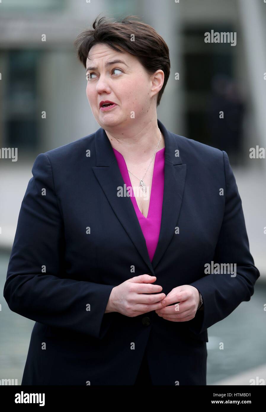 Scottish Conservative leader Ruth Davidson speaks to the media outside ...