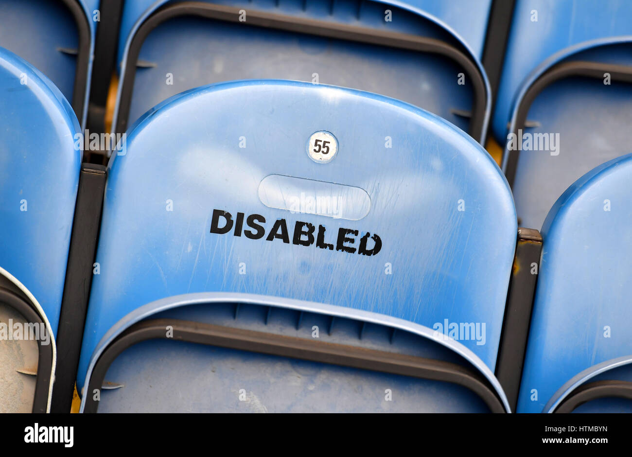 Detail of disabled seating at Elland Road Stock Photo - Alamy