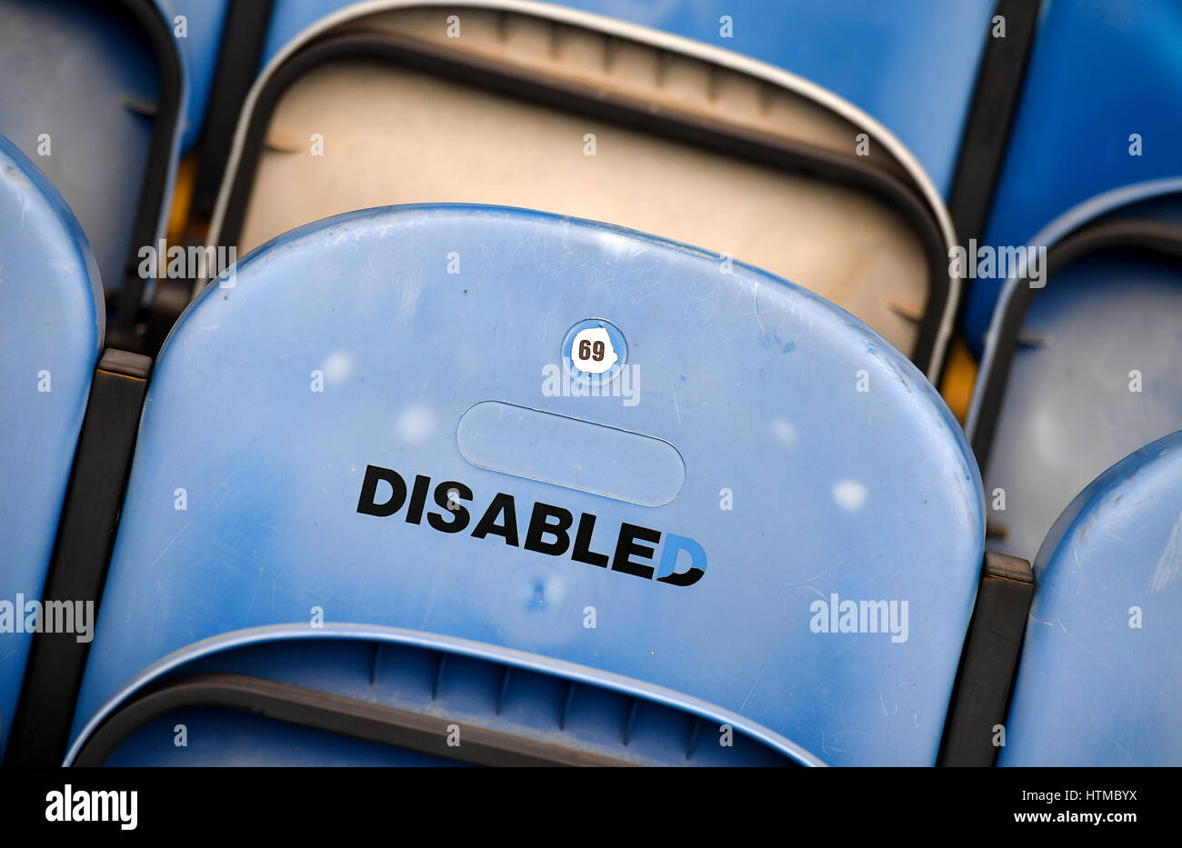 Detail of disabled seating at Elland Road Stock Photo - Alamy