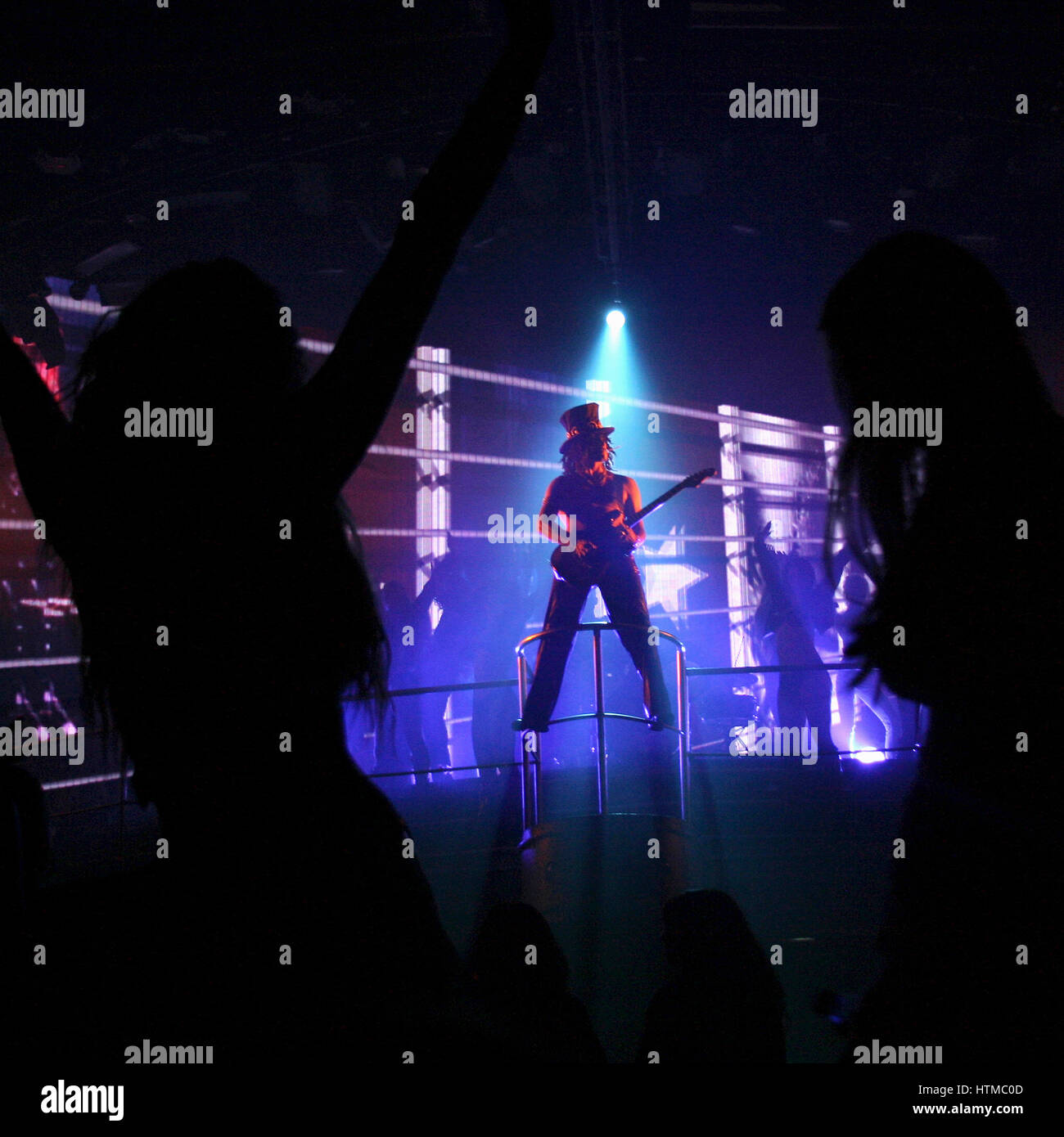 Crowd watching rock concert in a night club, Cancun, Mexico Stock Photo ...