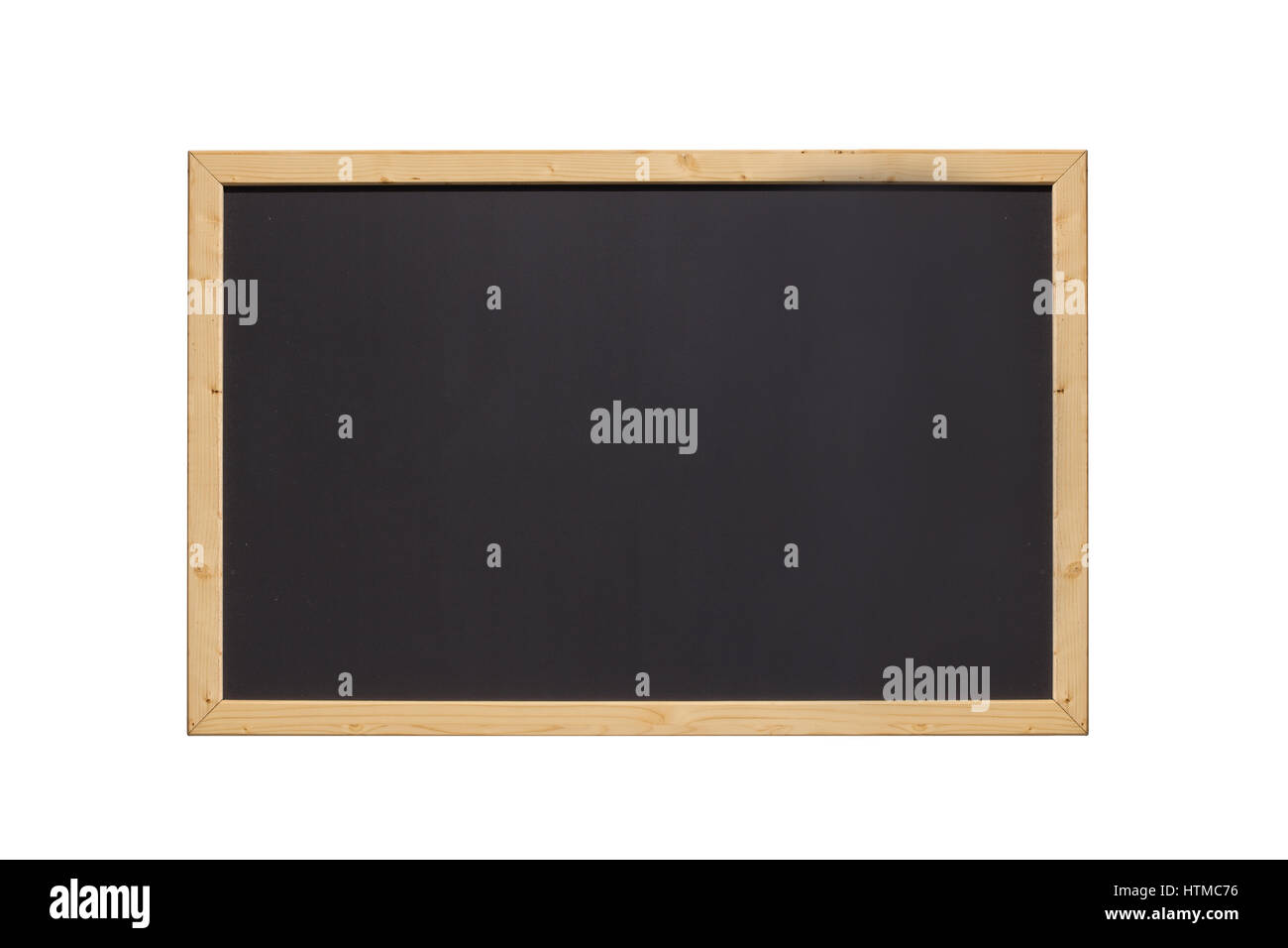 front view of rectangular horizontal black chalkboard with wooden frame ...