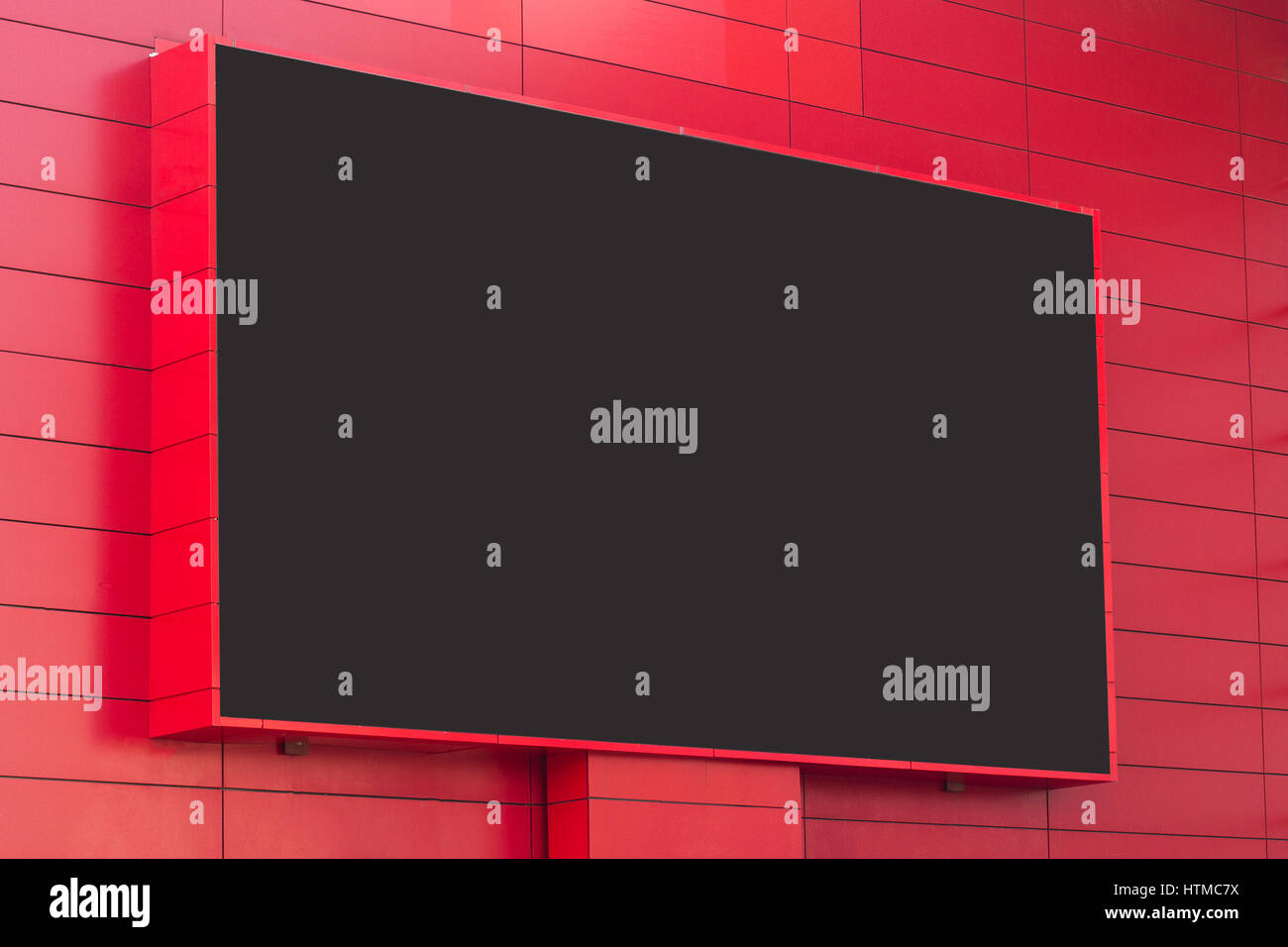 horizontal front view of outdoor digital display with blank screen on ...