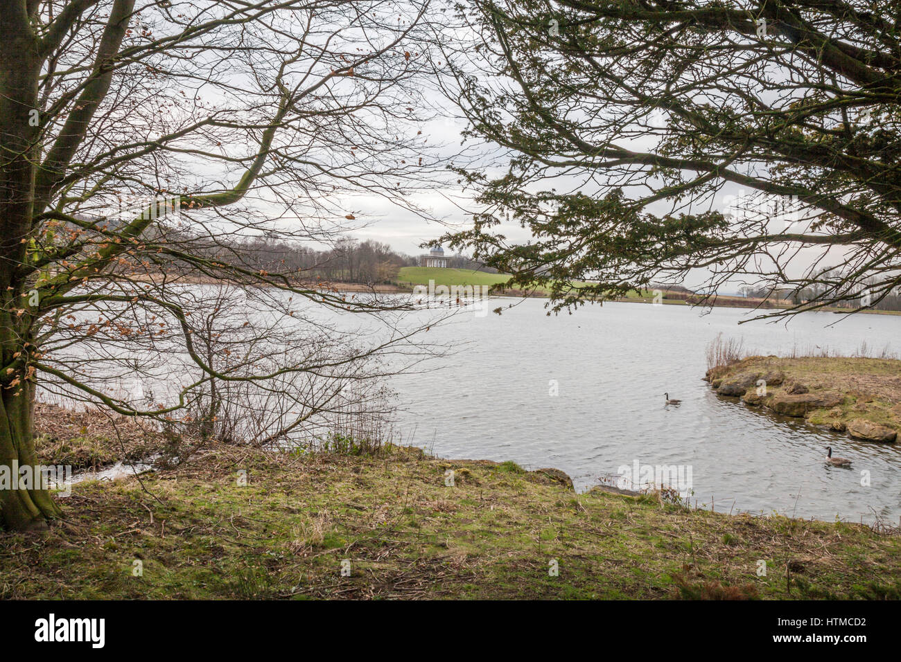 A view of the lake at Hardwick Park,Sedgefield,Co.Durham,England,UK ...