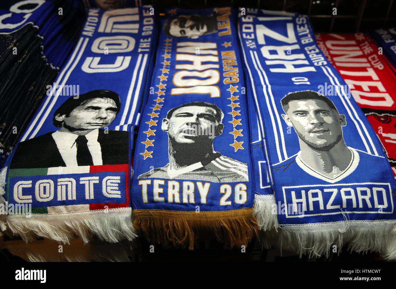 Chelsea scarves for sale before the Emirates FA Cup, Quarter Final ...