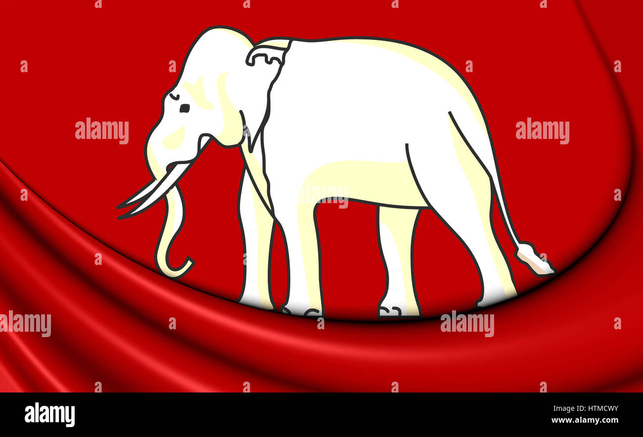 3D Flag of the Thailand (1855). The White Elephant Flag. 3D ...