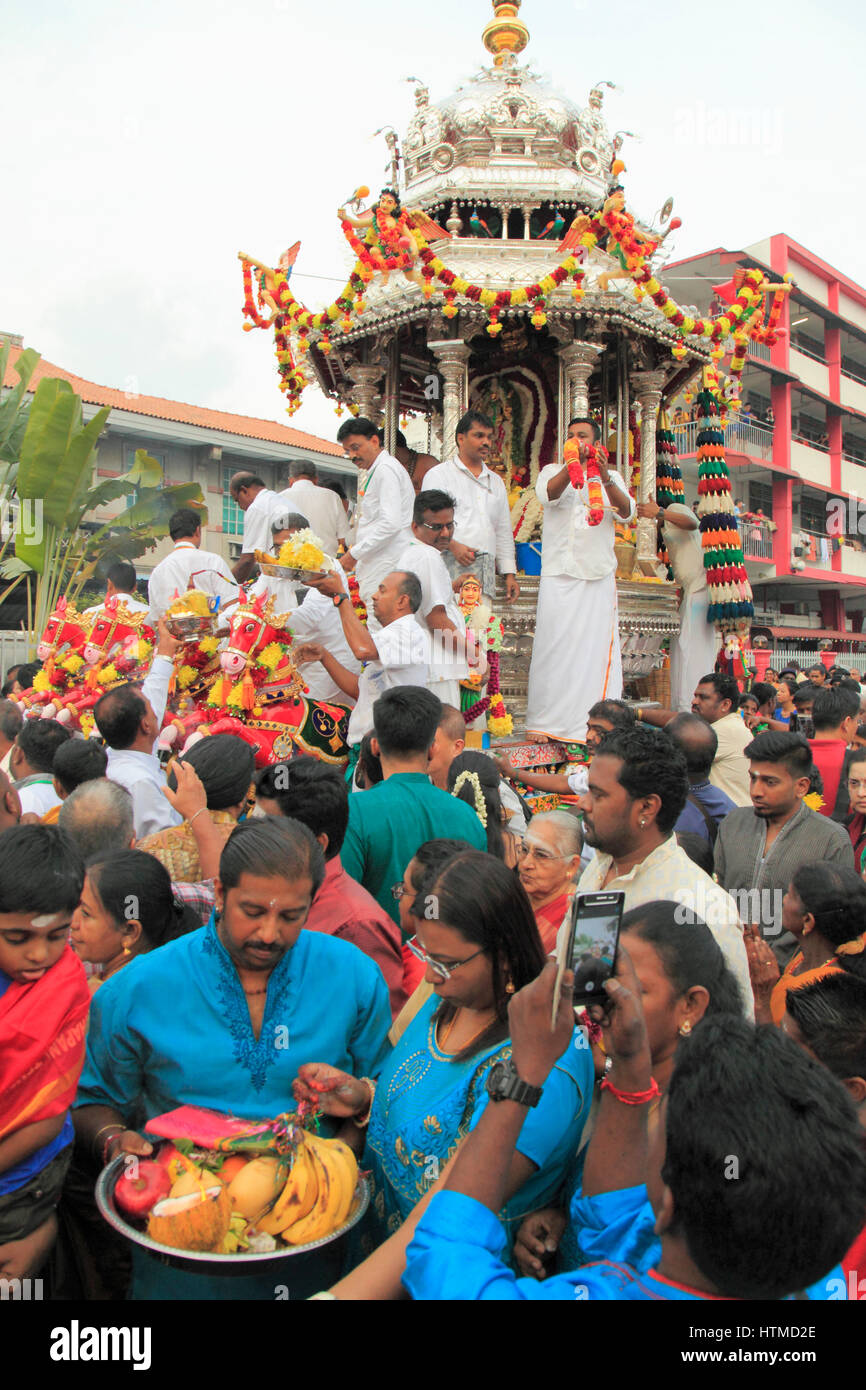Malaysia, Penang, Thaipusam, hindu festival, silver chariot, people ...