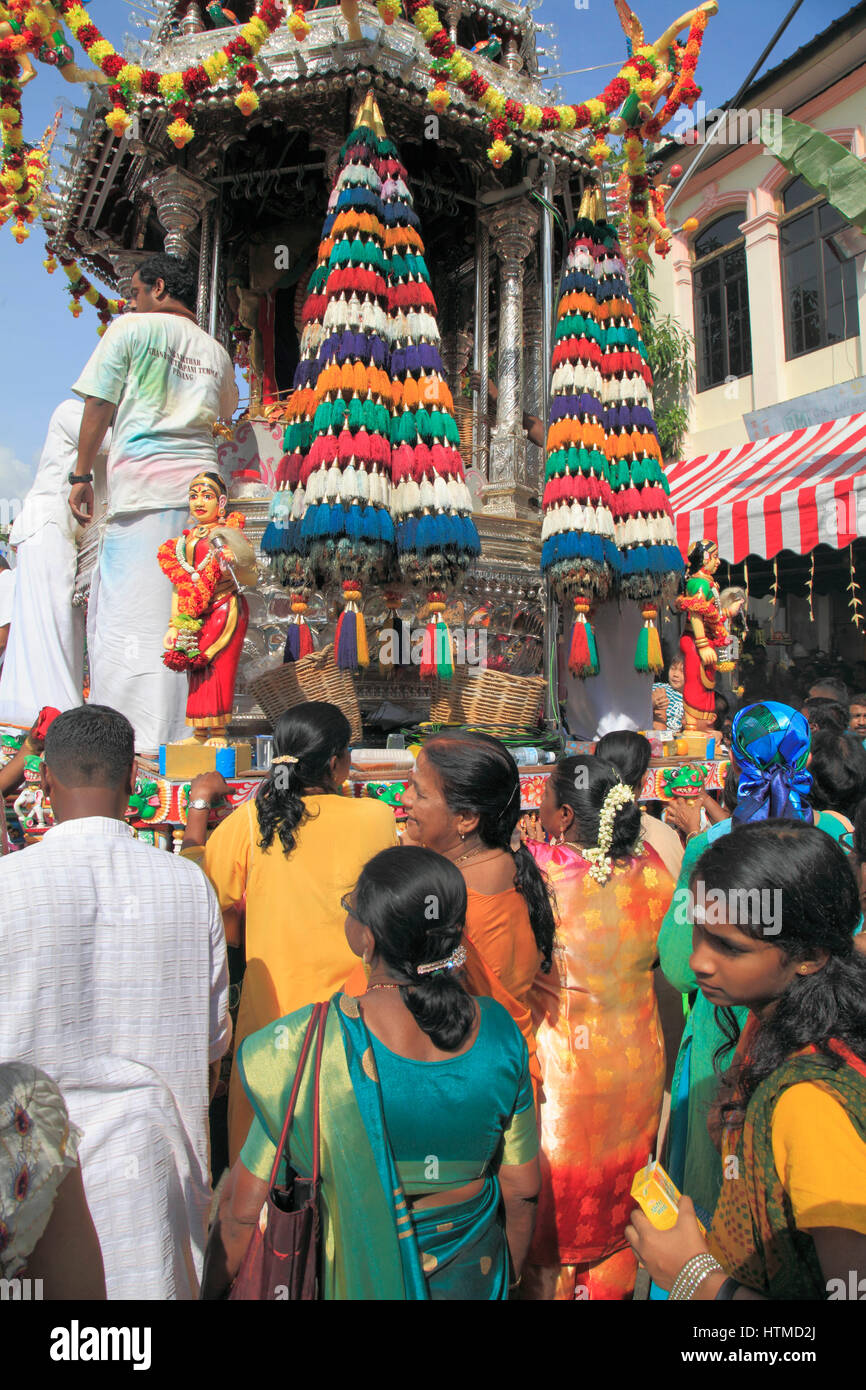 Malaysia, Penang, Thaipusam, hindu festival, silver chariot, people ...