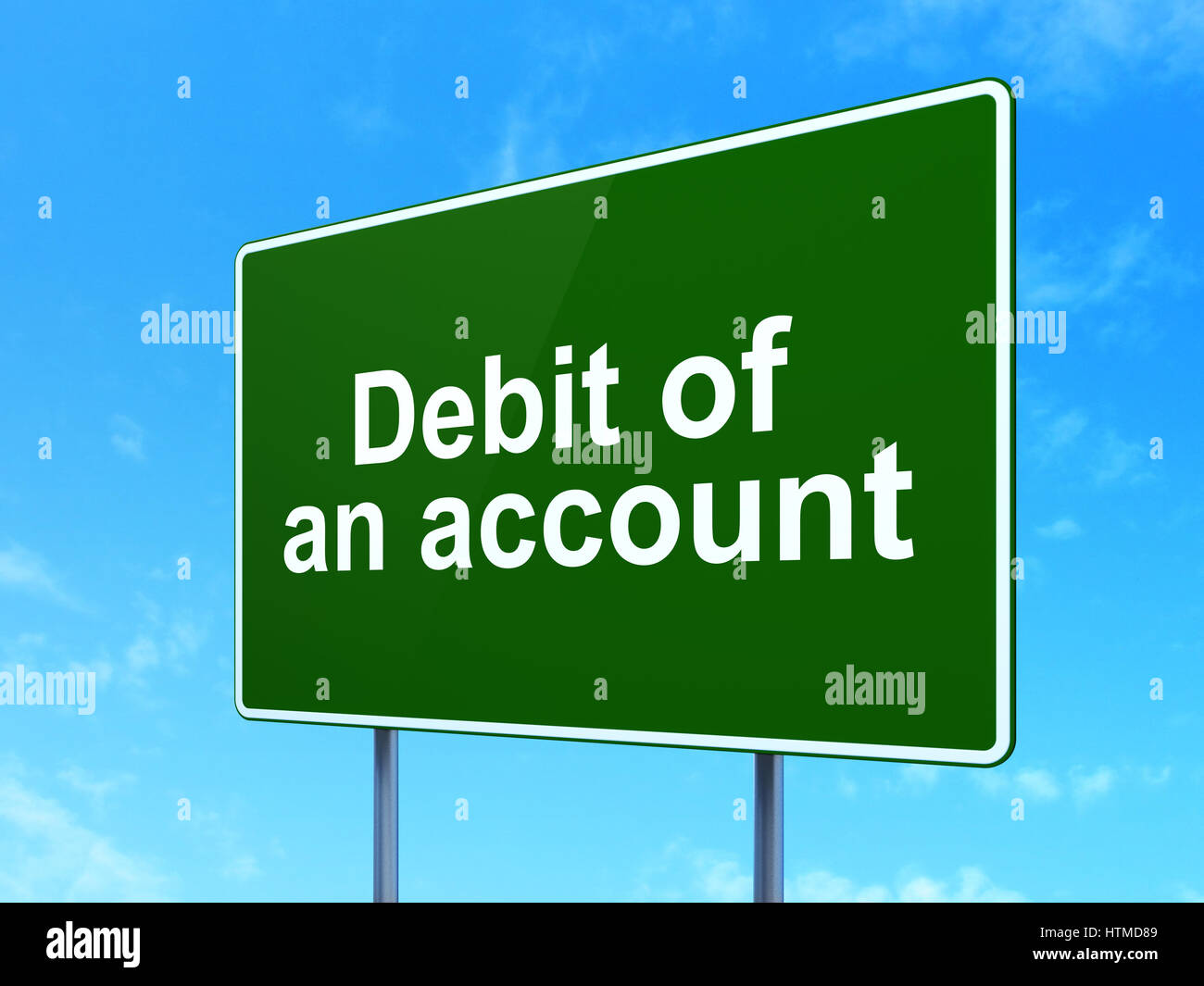 Money concept: Debit of An account on road sign background Stock Photo ...