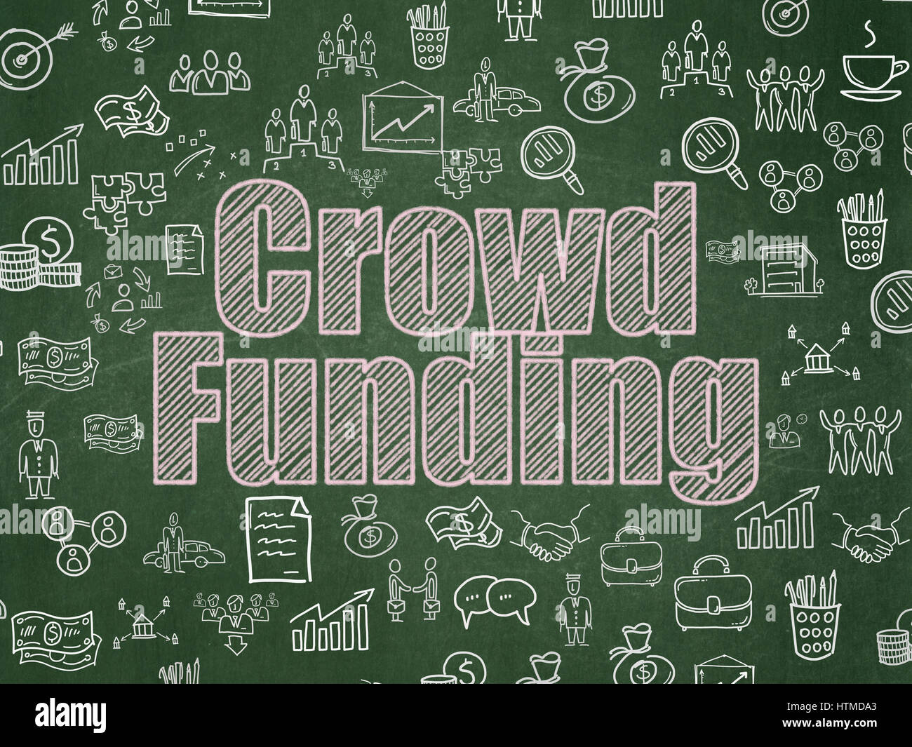 Finance concept: Crowd Funding on School board background Stock Photo ...