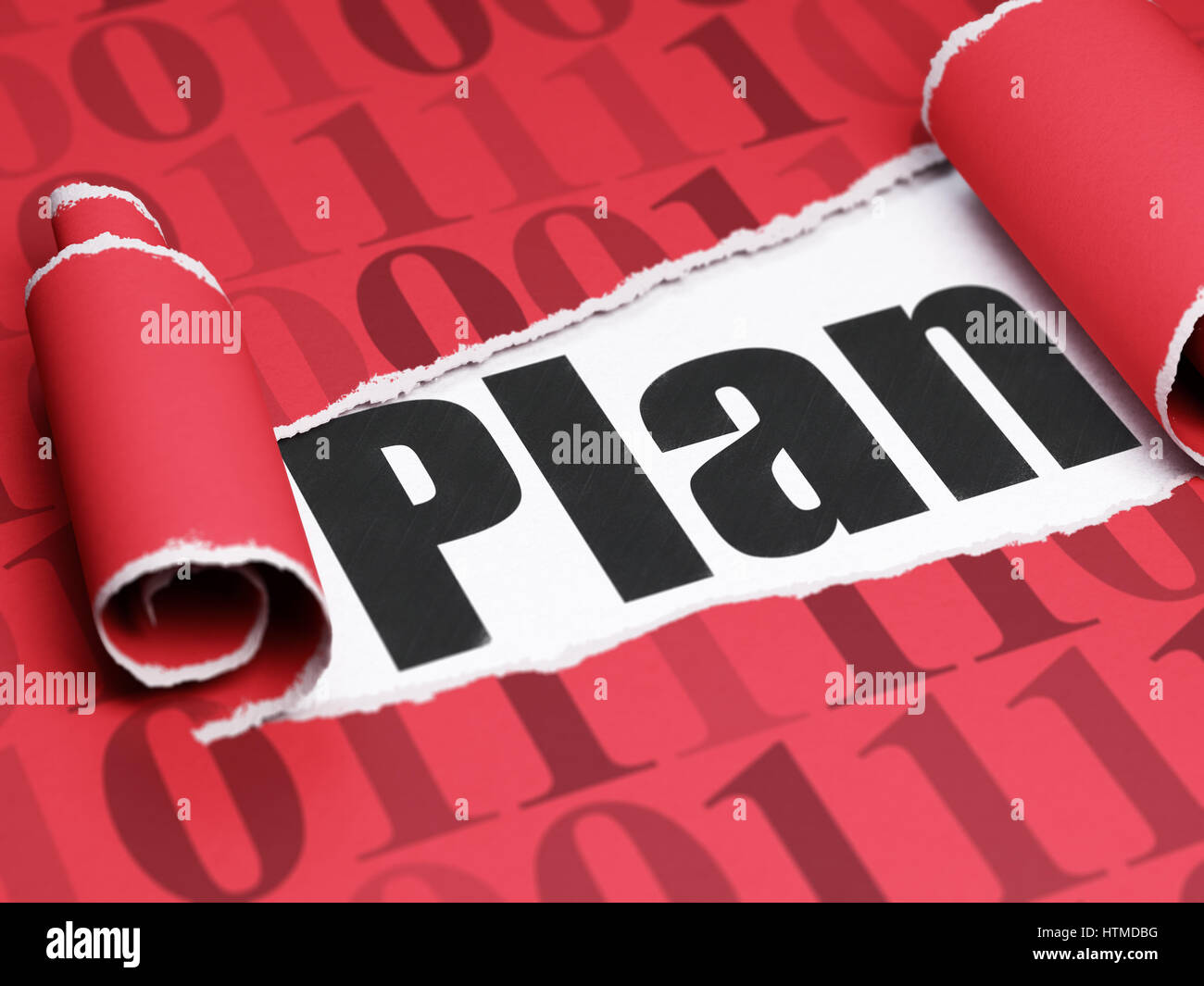 Business concept: black text Plan under the piece of torn paper Stock ...