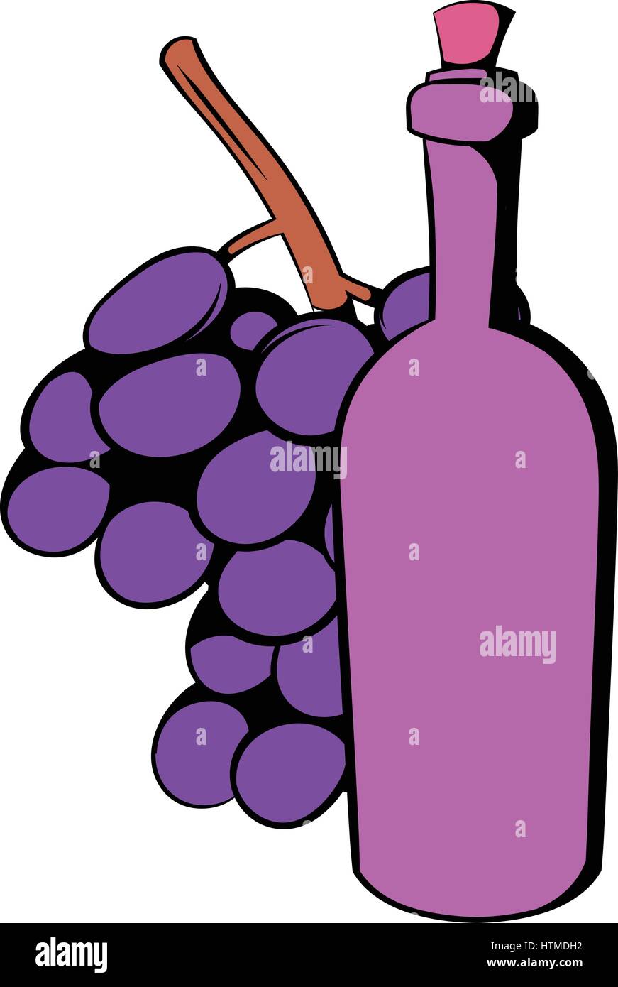 Bottle of wine grape branch icon cartoon Stock Vector Image & Art - Alamy