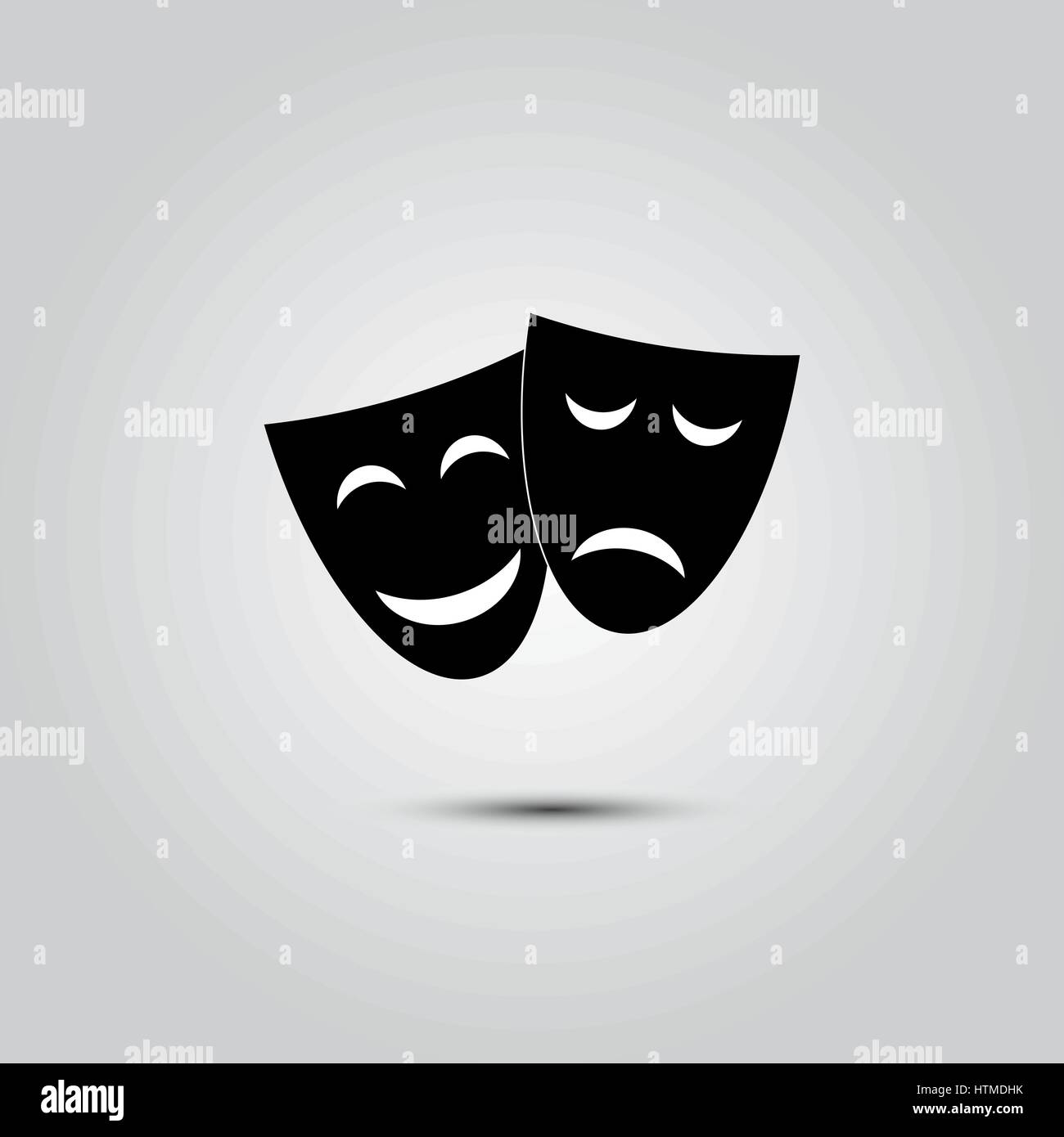 Dramatic masks - icons isolated on white background. Vector art Stock ...