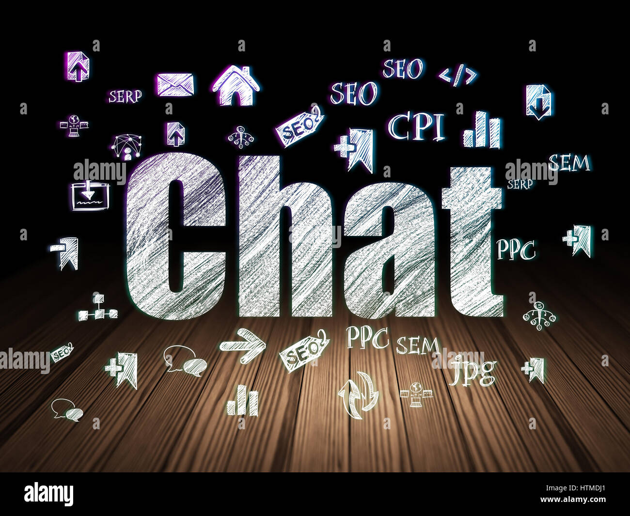 Web design concept: Chat in grunge dark room Stock Photo - Alamy