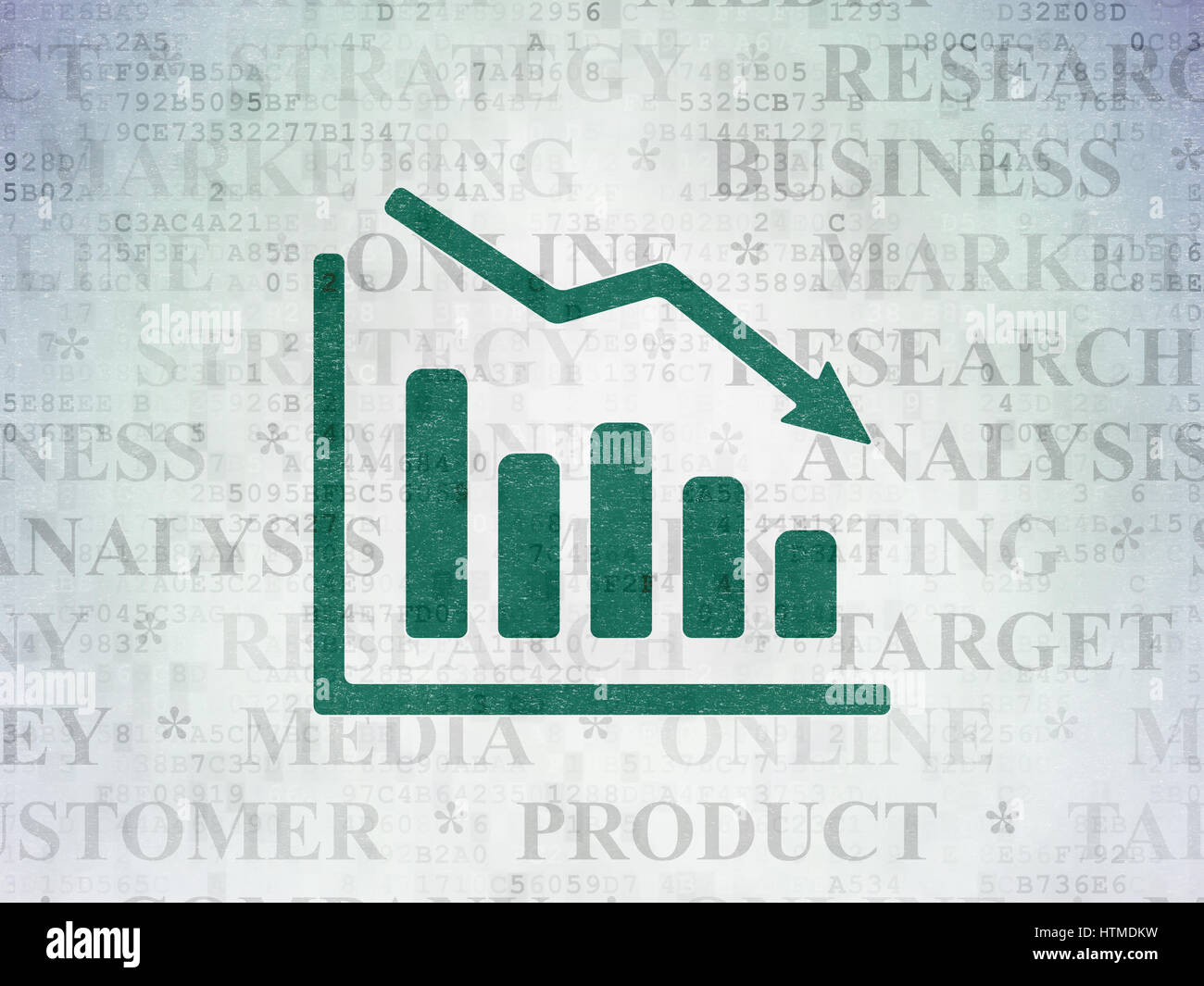 Advertising concept: Decline Graph on Digital Data Paper background ...