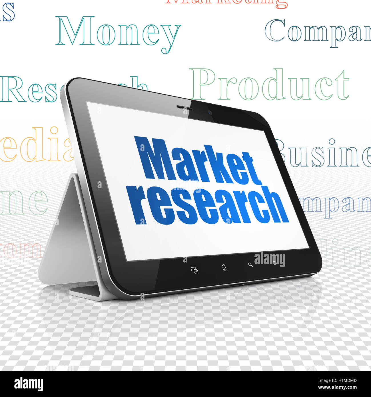 Marketing concept: Tablet Computer with Market Research on display ...
