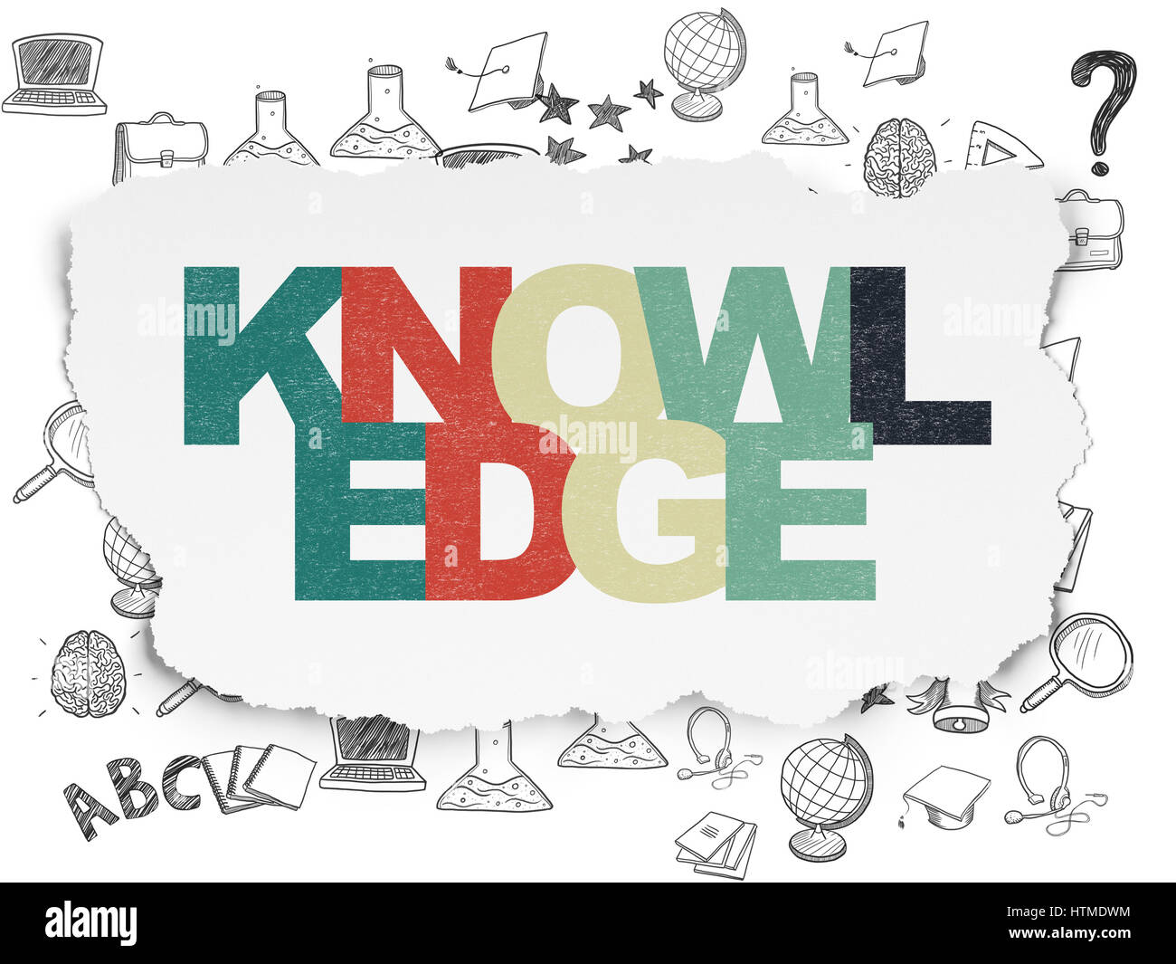 Studying concept: Knowledge on Torn Paper background Stock Photo - Alamy