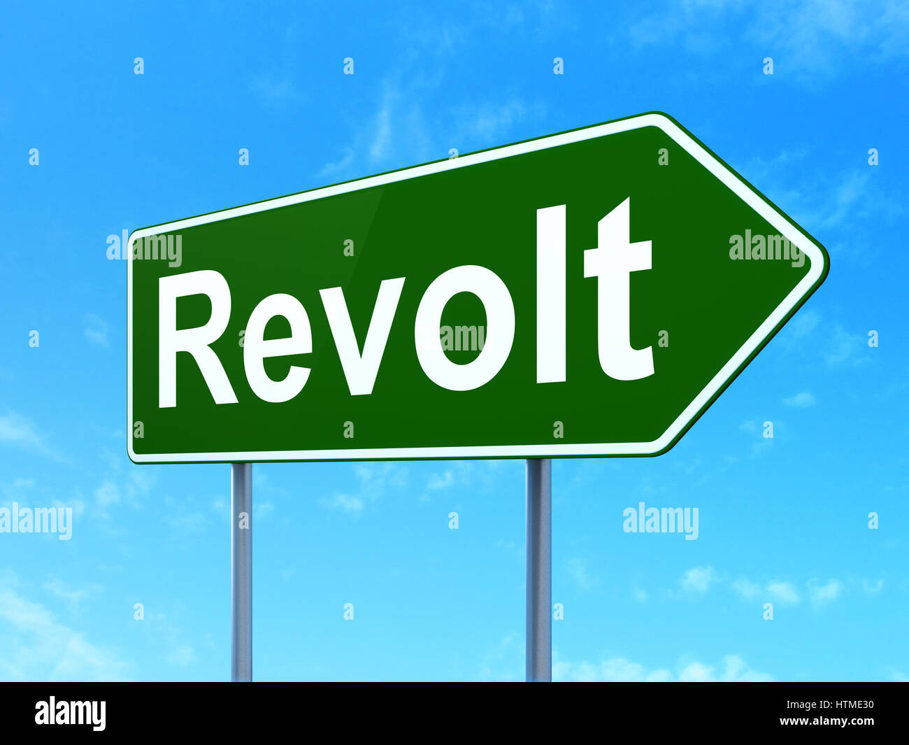 Political concept: Revolt on road sign background Stock Photo - Alamy