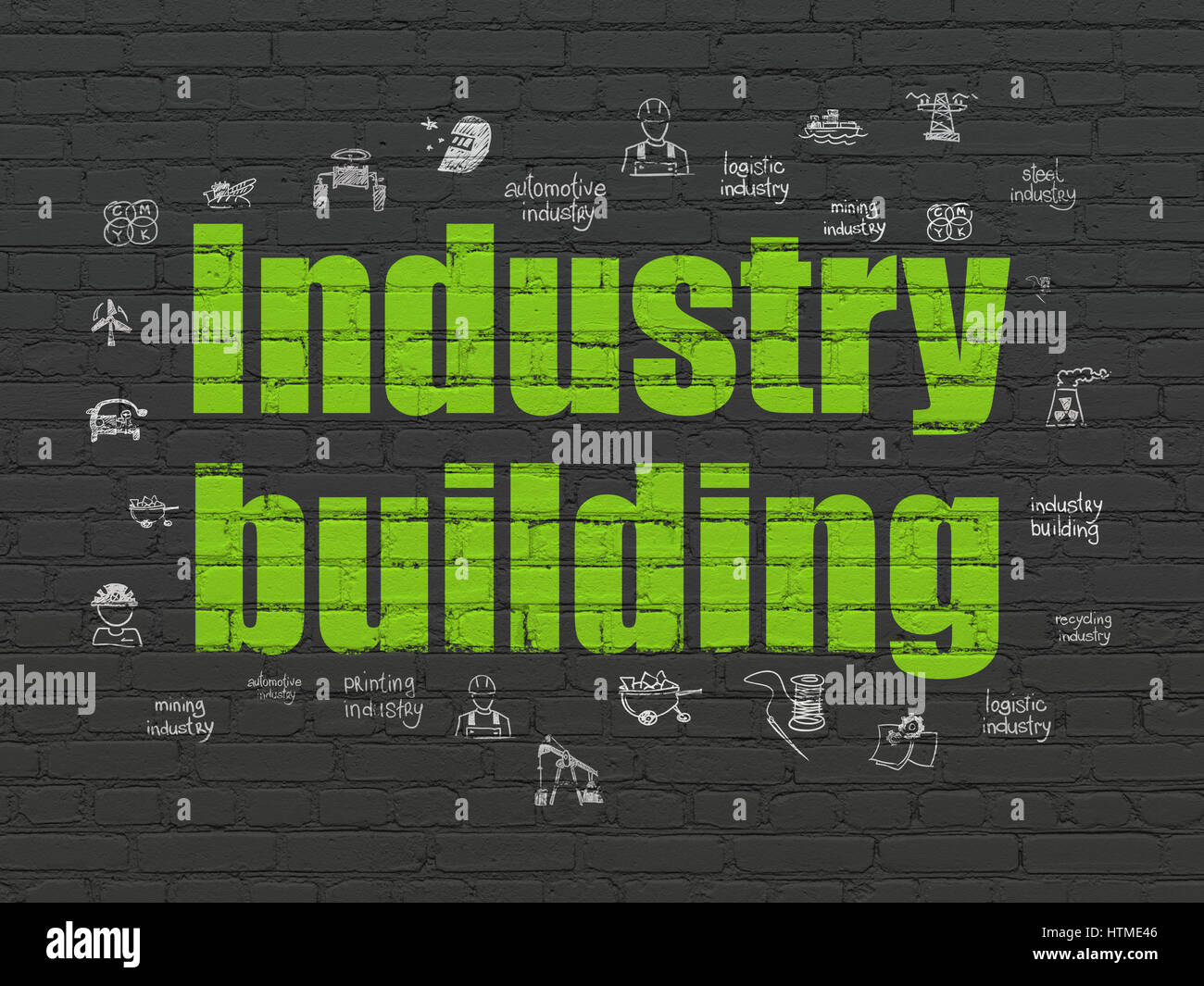 Industry concept: Industry Building on wall background Stock Photo - Alamy