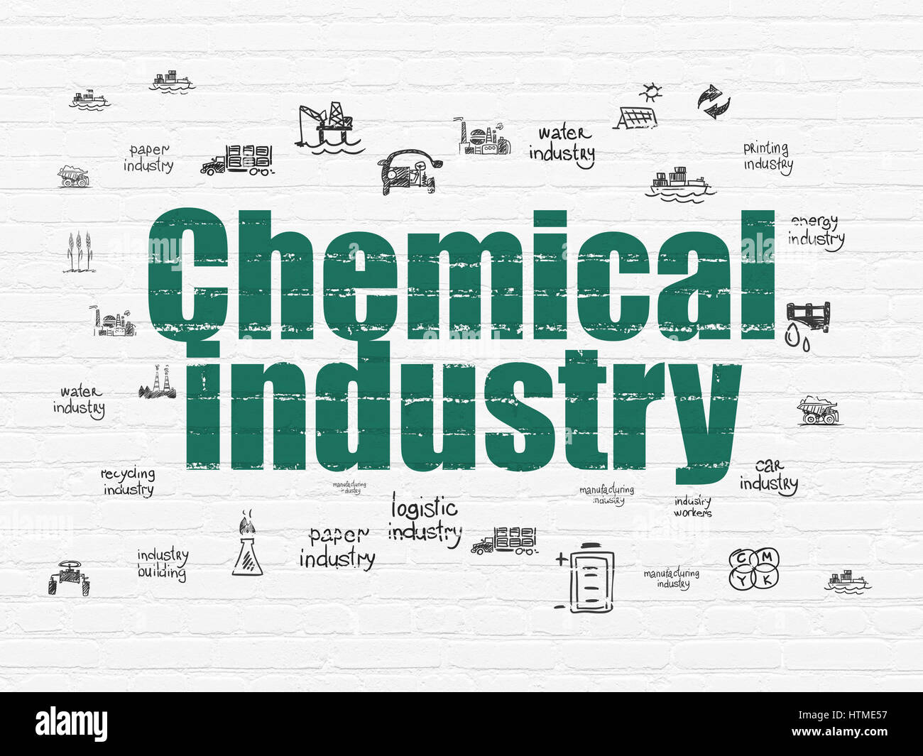 Manufacuring concept: Chemical Industry on wall background Stock Photo ...