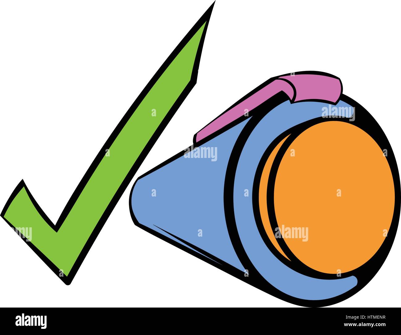 Pen and green checkmark icon cartoon Stock Vector Image & Art - Alamy