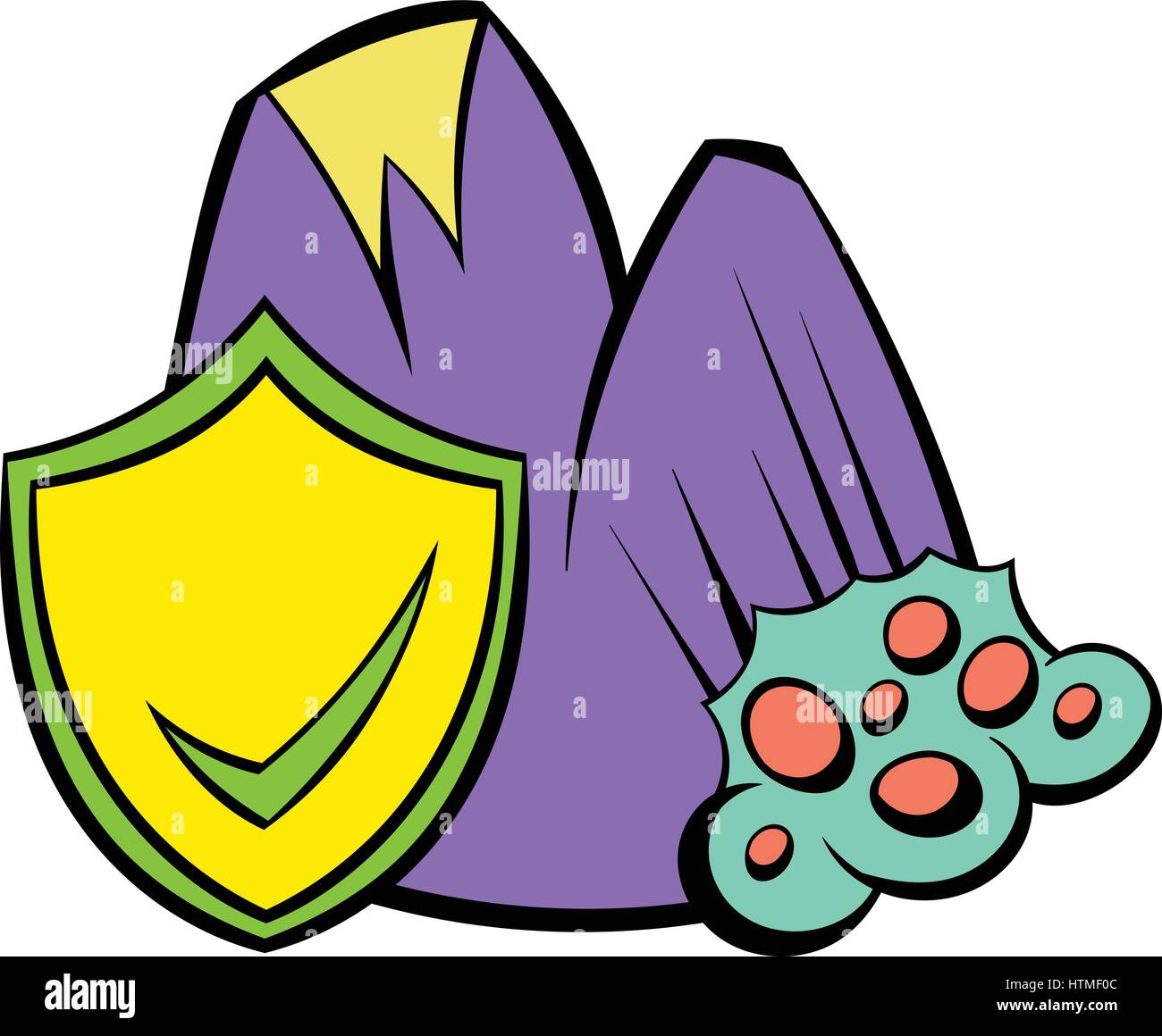 Landslide and yellow shield with tick icon cartoon Stock Vector Image ...