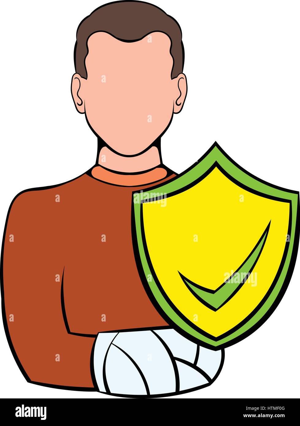 Man with broken arm with shield icon cartoon Stock Vector Image & Art ...