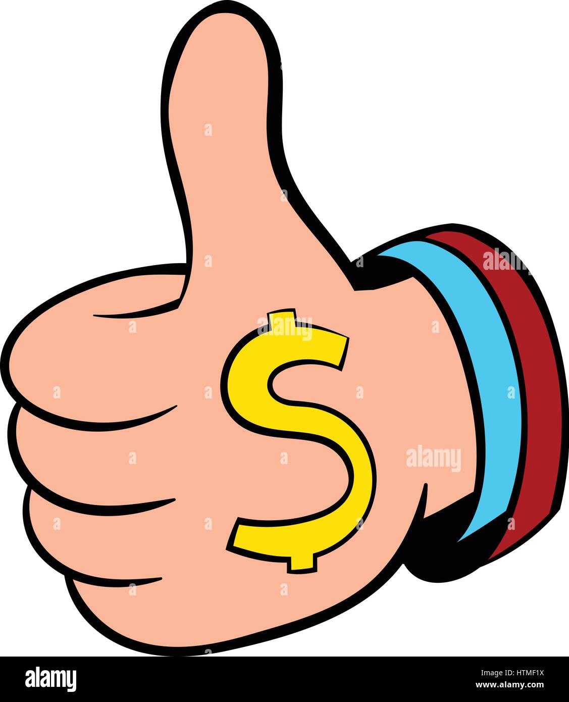 Thumbs up sign and dollar sign icon cartoon Stock Vector Image & Art ...